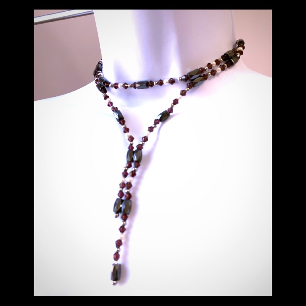 Magnetic Adjustable Convertible Black Purple Beaded P… - Gem